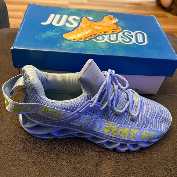 Just SoSo | Shoes | Nwt Light Blue Sneakers W Like Green Trim | Poshmark